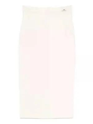 Elisabetta Franchi Ribbed Pencil Midi Skirt - Neutrals