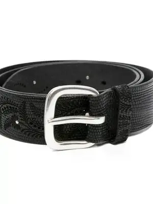ORTIGNI Floral Leather Belt