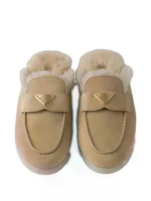 Prada Suede Shearling Mules