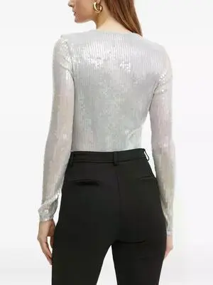 Bardot Sequin-embellished Tie-front Top