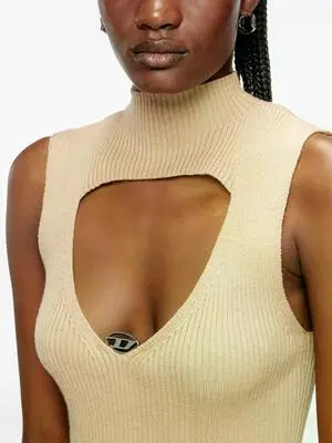 DIESEL® Keyhole-neck Ribbed A-line Dress - Neutrals