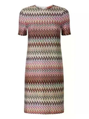 Missoni Zigzag-pattern Short-sleeve Mini Dress - Pink