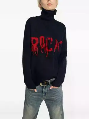 Zadig&Voltaire Roll-neck Frayed-detail Sweater - Black