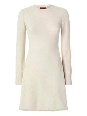 Missoni Zigzag-pattern Long-sleeve Mini Dress - Neutrals