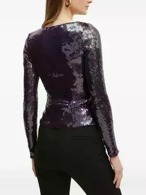 Bardot Sequin Tie-neck Top