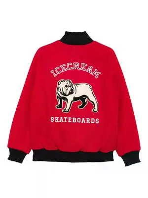ICECREAM Bulldog-embroidered Bomber Jacket - Red
