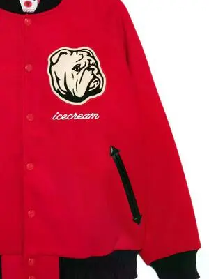 ICECREAM Bulldog-embroidered Bomber Jacket - Red