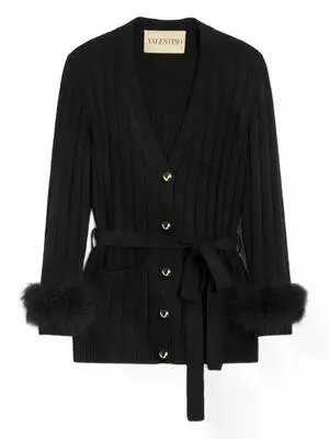Valentino Garavani Feather-cuff Ribbed Jacket