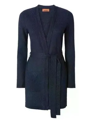 Missoni Chevron-pattern Belted Cardigan - Blue