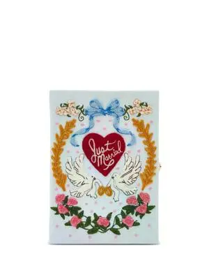 OLYMPIA LE-TAN Embroidered Doves Clutch - Blue