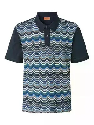 Missoni Wave-pattern Crew-neck Polo Shirt - Black