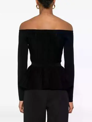 Elisabetta Franchi Pleated Panel Boat-neck Sweater