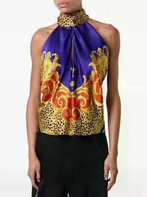 Versace Baroque-print Halterneck Top