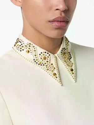 Versace Embellished-collar Short-sleeve Top - Neutrals