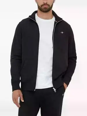 Gant Shield Logo-embroidered Zip-neck Sweater