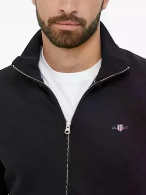 Gant Shield Logo-embroidered Zip-neck Sweater