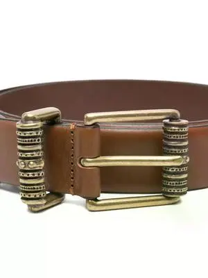 Ba&sh Embossed-buckle Leather Belt