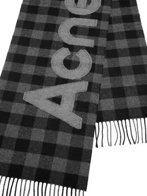 Acne Studios Gingham Logo Scarf