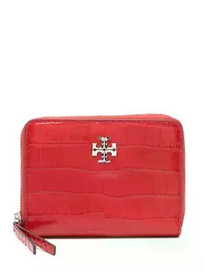 Tory Burch Crocodile-embossed Zip-around Wallet - Red