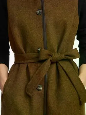 YVES SALOMON Belted Cashmere-wool Gilet - Brown