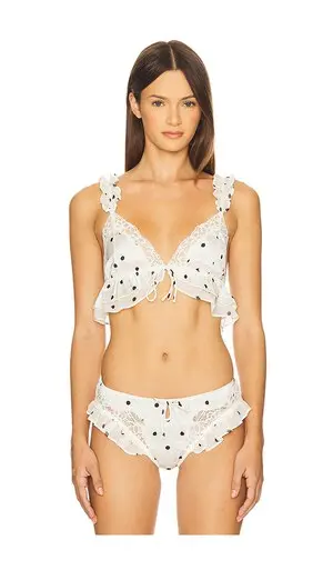 For Love & Lemons Butterfly Lace Ruffle Bralette In Cream - Cream White