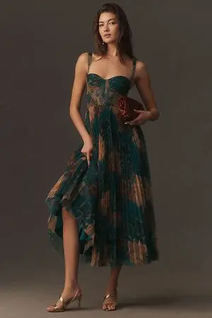 HUTCH Willa Sleeveless Tulle Maxi Dress - Blue Floral