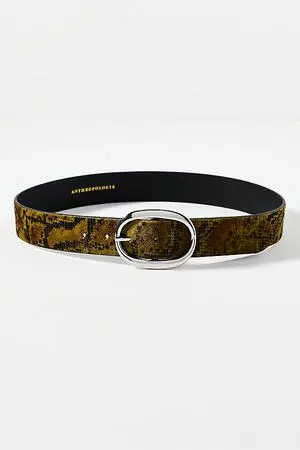 Anthropologie Oval Buckle Leather Belt Snake
