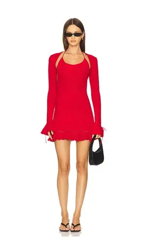 GUIZIO Crochet Halter Mini Dress