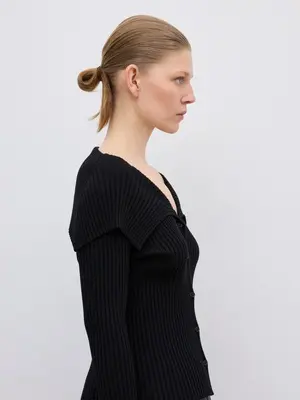 HOUSE OF DAGMAR Merino Rib-knit Cardigan
