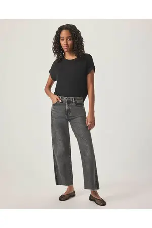Splendid Cropped Wide-leg Raw Hem Jeans