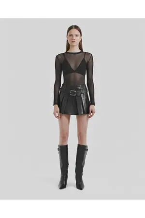 Rudsak Pleated Leather Mini Skirt