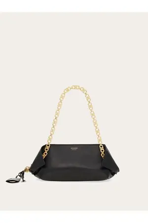 FERRAGAMO Gancini Chain Shoulder Bag - Black