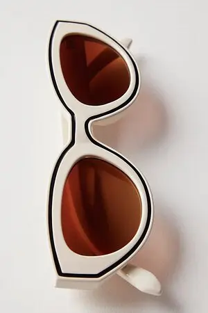 Free People Cat Eye Sunglasses - Creme With Black Lens