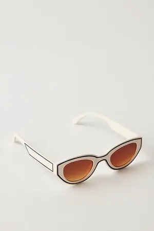 Free People Cat Eye Sunglasses - Creme With Black Lens
