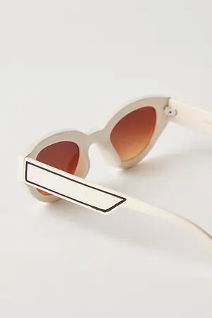 Free People Cat Eye Sunglasses - Creme With Black Lens
