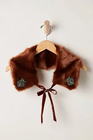 Anna Sui Faux Mink Patch Collar - Caramel