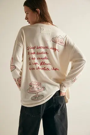 Free People We The Free Tea Time Long-sleeve Tee - Ivory Combo