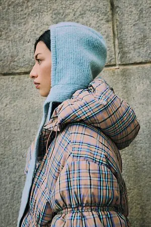 Free People Knit Bonnet With Self-Tie Closure Powder Blue