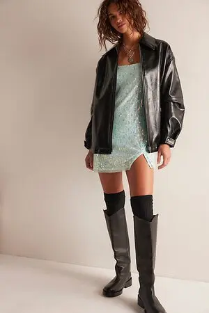 Free People Midnight Kiss Mini Slip - Bleached Aqua Combo