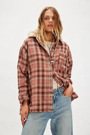 Women's Plaid Dropped Shoulder Shirts