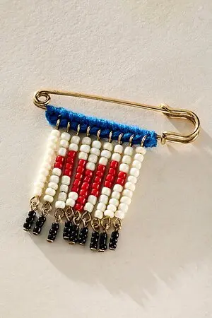 Free People Beaded Brooch - White/red