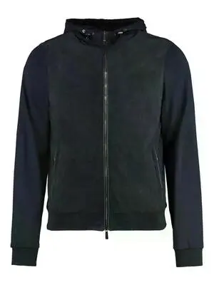MOORER Leather-panel Hooded Jacket
