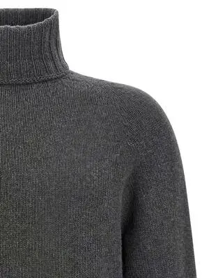 MA'RY'YA High-neck Cuffed-sleeve Sweater - Grey