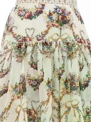 Camilla Floral-print Tiered Skirt - Neutrals