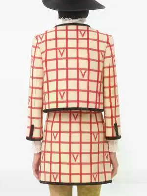 Valentino Garavani Embellished Grid Pattern Jacket - Neutrals