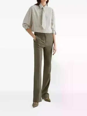 Marella Edison Herringbone-look Trousers - Green