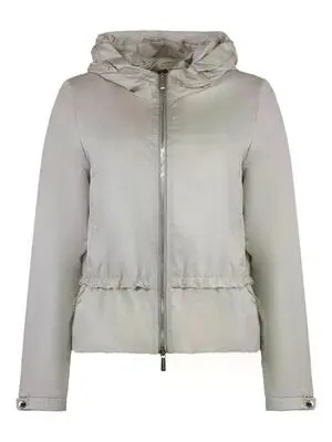 MOORER Hooded Drawstring-waist Jacket - Grey
