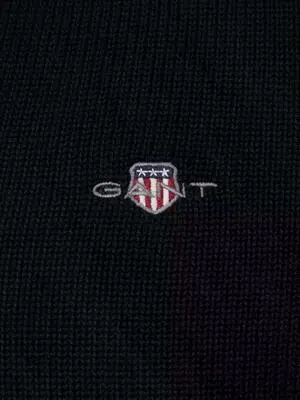 Gant Embroidered Half-zip Sweater - Black
