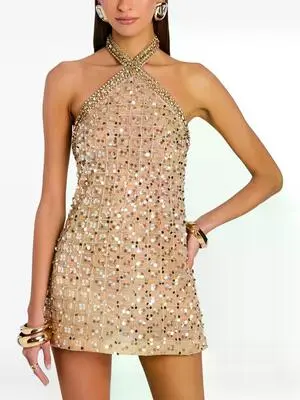 Women's Metallic Halterneck Cocktail Dresses
