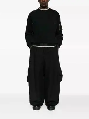 Sacai Button-fastening Zip-pocket Sweater - Black